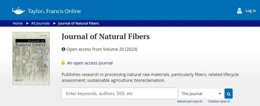 JCR Q1期刊Journal of Natural Fibers，研究天然纤维材料的应用 - 知乎
