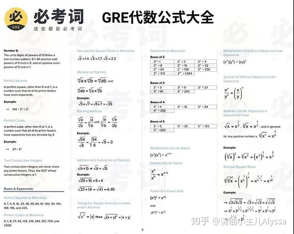 GRE数学如何考满分？记住这些就够了！数学最全公式汇总！ - 知乎