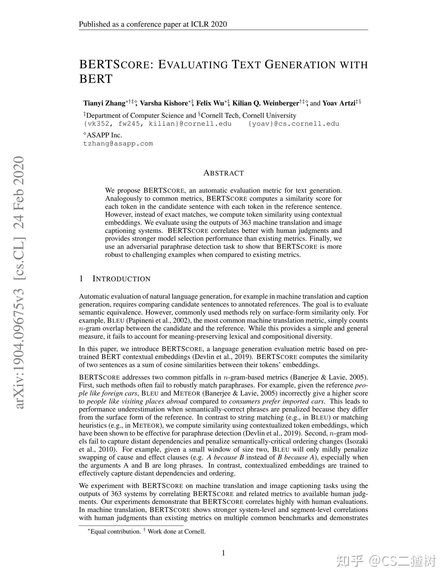 BERTScore：用BERT嵌入评估文本生成质量的新方法 - 知乎