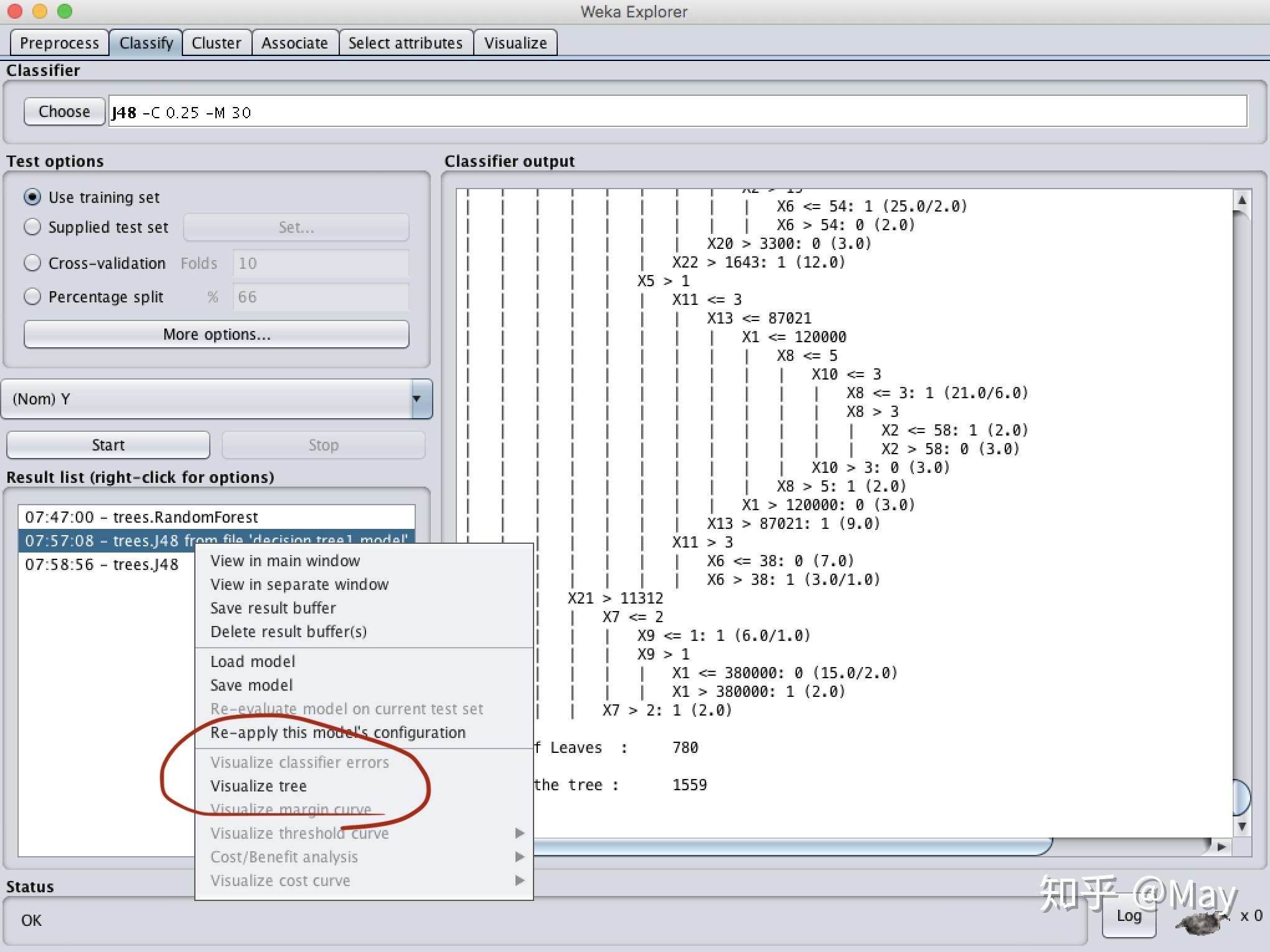 WEKA分类器（Classify）之J48决策树 - 知乎