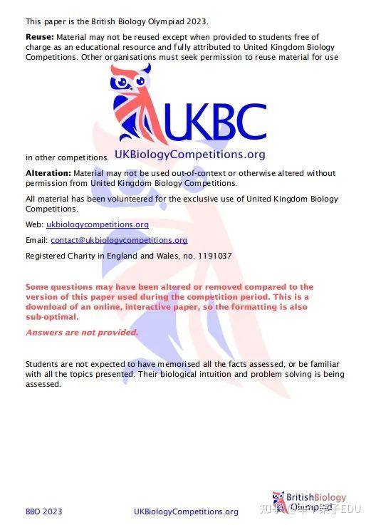 英国BBO生物竞赛详解，2024年该如何进行备考？（附真题领取） - 知乎