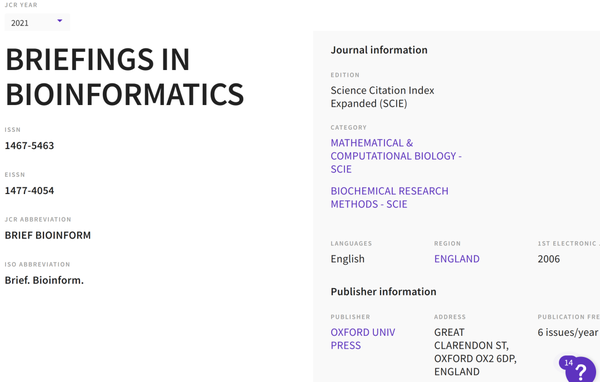 期刊预警：Briefings in Bioinformatics是13.9分刊吗？今年可能只有8分 - 知乎