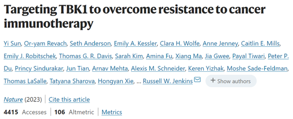 Nature | 靶向TBK1克服免疫疗法耐药性 - 知乎