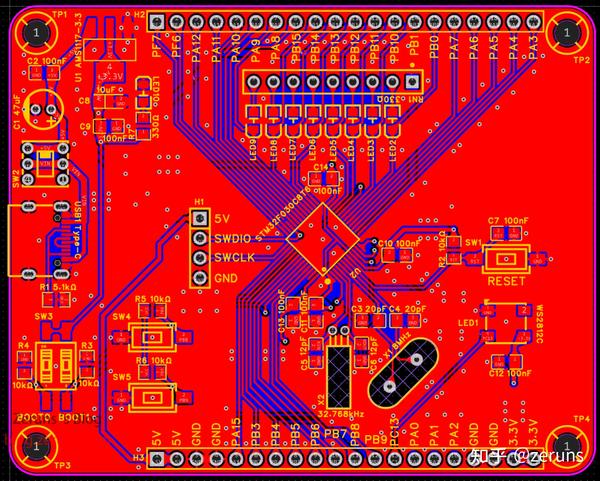 STM32F030C8T6最小系统板和流水灯（原理图和PCB） - 知乎