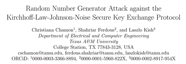 【安全密钥交换协议】基尔霍夫定律-约翰逊噪声（KLJN）方案的随机数生成器攻击研究（Matlab代码实现） - 知乎