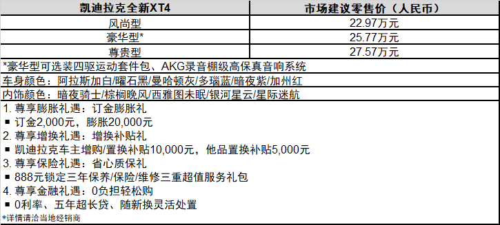 先锋 跃升 凯迪拉克全新XT4焕新上市 售价22.97万元-27.57万元 - 知乎