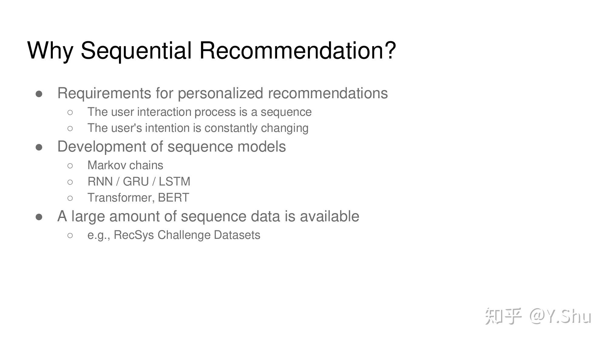 Deep Learning for Sequential Recommendation - 简介 - 知乎