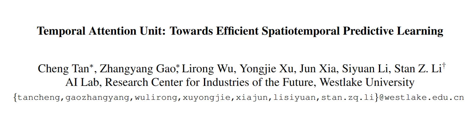 【cvpr2023】temporal Attention Unit Towards Efficient Spatiotemporal