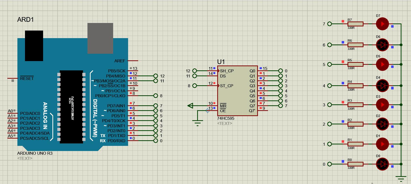 Proteus仿真-Arduino控制74HC595的流水灯（番外实验） - 知乎