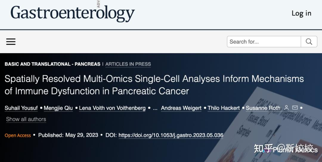 Gastroenterology（IF 33.883）| 单细胞转录组+空间转录组+多色免疫荧光揭示胰腺癌的免疫功能障碍机制 - 知乎