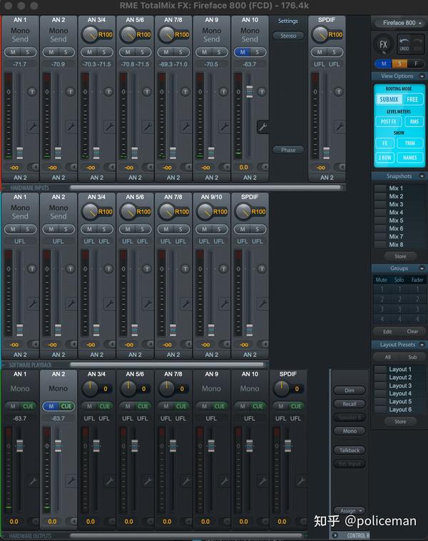 用RME声卡录音时如何使用TotalMix将话筒输入通道映射到1/2输入声道 - 知乎