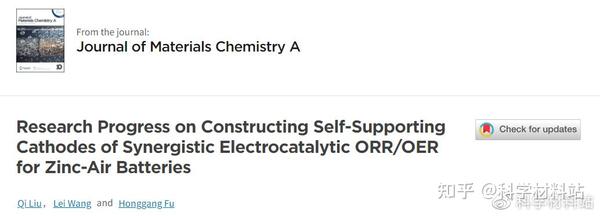 王蕾研究员、付宏刚教授，JMCA综述：锌空气电池协同电催化ORR/OER自支撑阴极的构建研究进展 - 知乎
