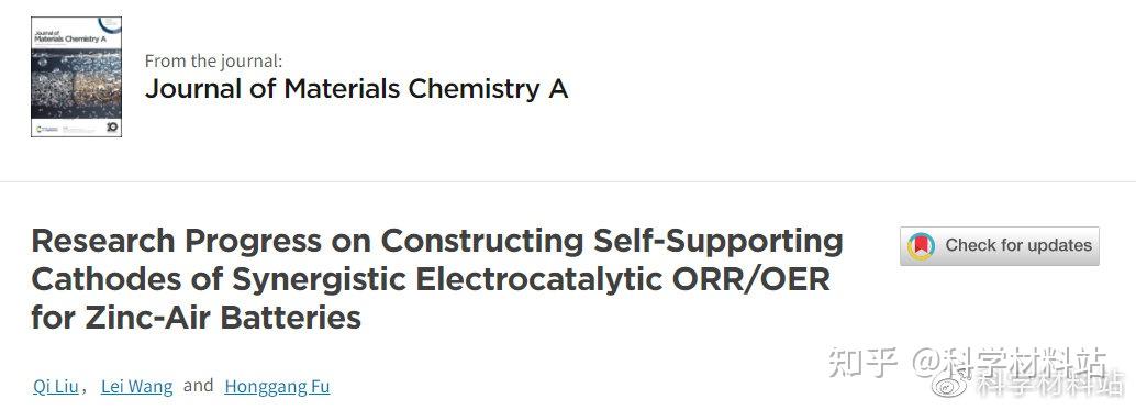 王蕾研究员、付宏刚教授，JMCA综述：锌空气电池协同电催化ORR/OER自支撑阴极的构建研究进展 - 知乎