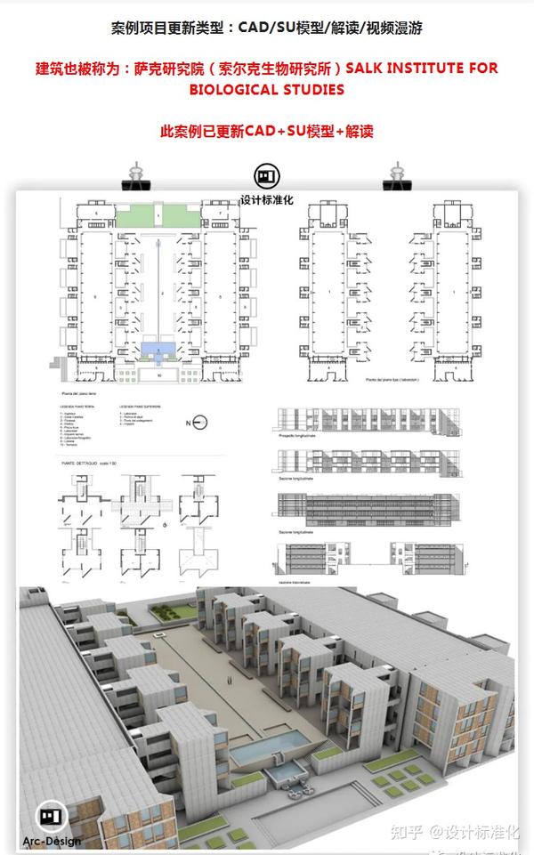 CAD+SU模型+解读 | Louis.I.Kahn 路易斯·康:萨尔克生物研究所，也被称为：萨克研究院（索尔克生物研究所）SALK INSTITUTE FOR BIOLOGICAL ...