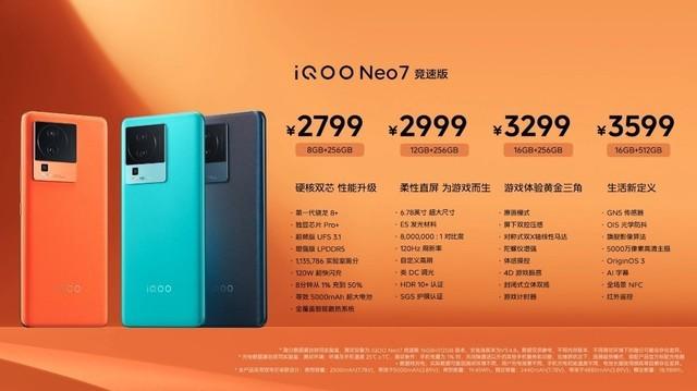 iQOO Neo7 竞速版售价公布：2799元起 今日开启预售 - 知乎