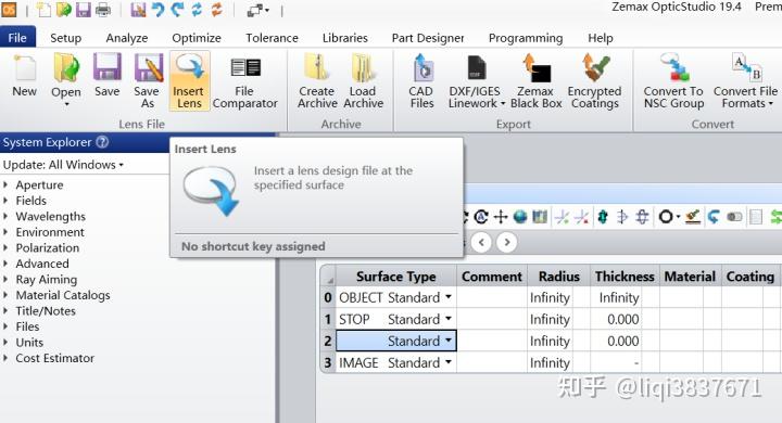 zemax将多个零件zmx文件导入一个新建zmx文件中 - 知乎
