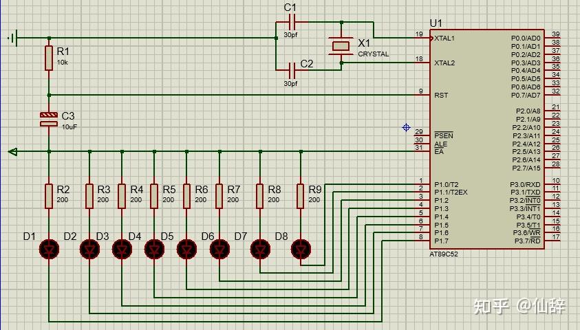 基于AT89C51单片机——LED循环点亮控制 - 知乎