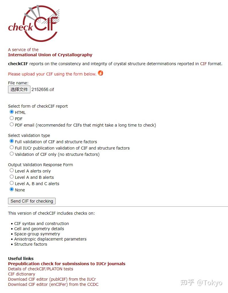 晶体数据CIF验证报告 - 知乎