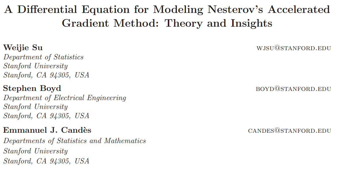 用于建模 Nesterov 加速梯度方法的微分方程：理论和见解（A Differential Equation for Modeling NAG Method） - 知乎