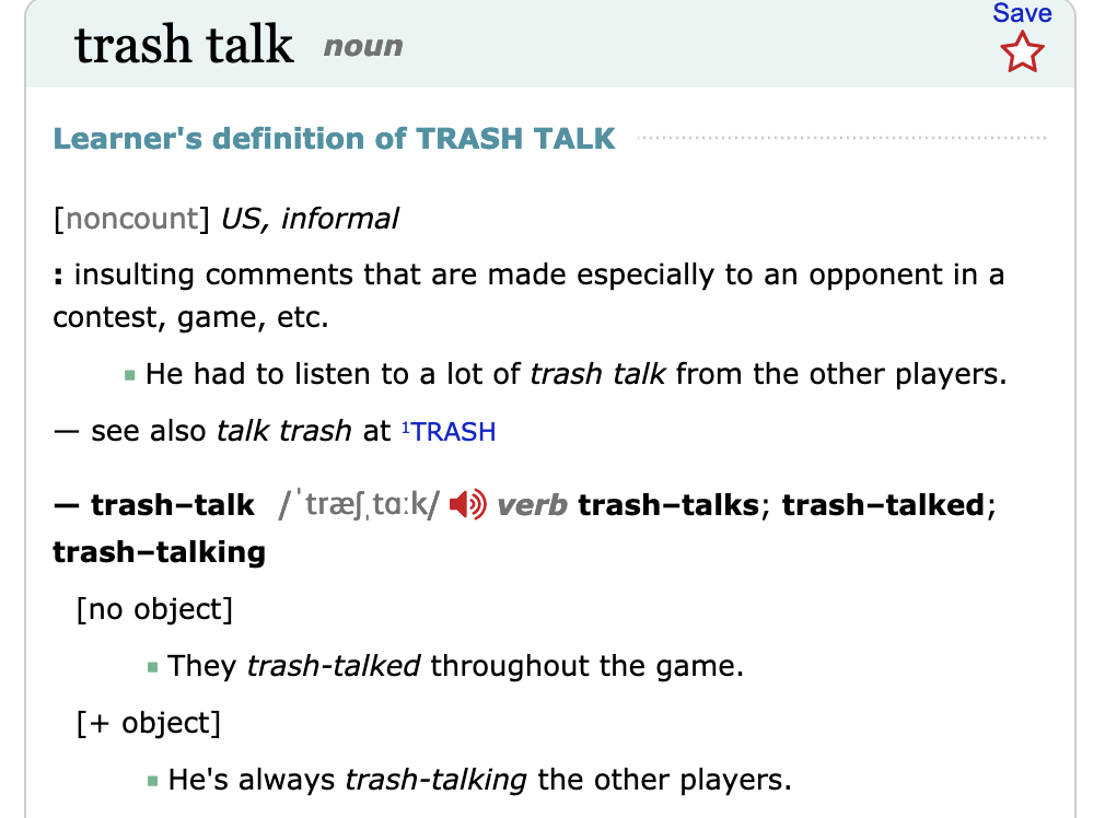 英文 Trash talk vs. Talk trash - 知乎