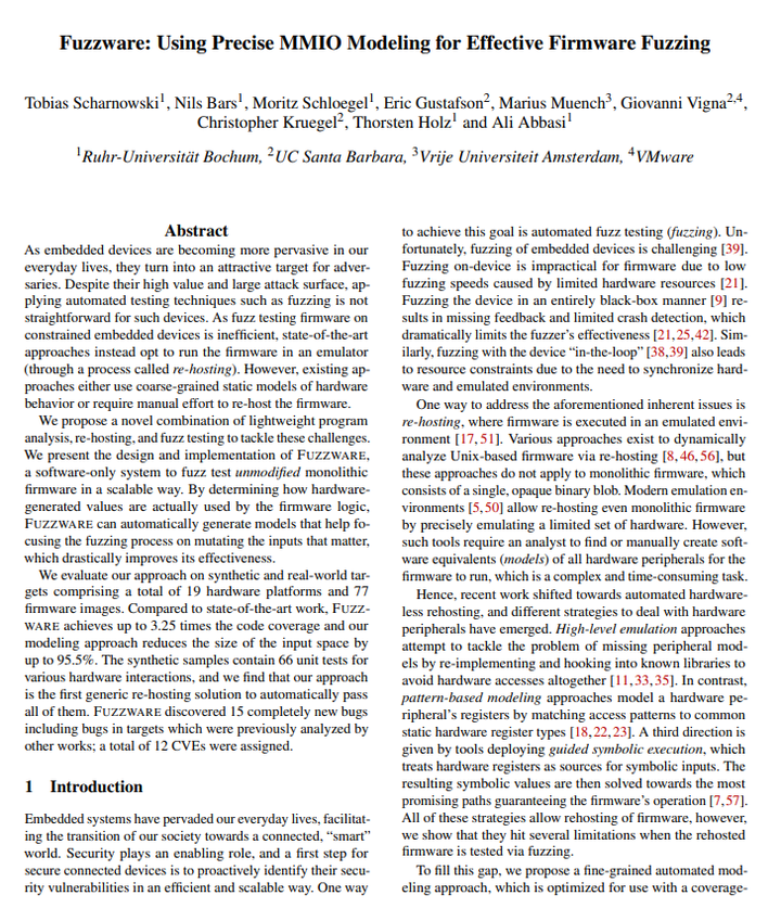 Fuzzware : Using Precise MMIO Modeling for Effective Firmware Fuzzing阅读笔记 - 知乎