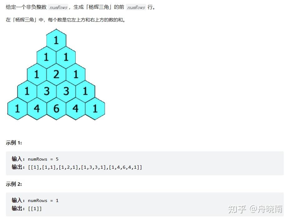 算法第三十五题:杨辉三角,动态规划,leetcode编号118,难度简单,动态规划题 知乎