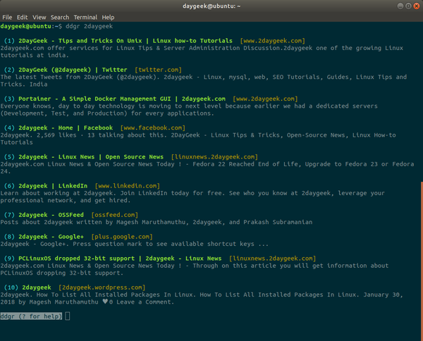 ddgr：一个从终端搜索 DuckDuckGo 的命令行工具 - 知乎