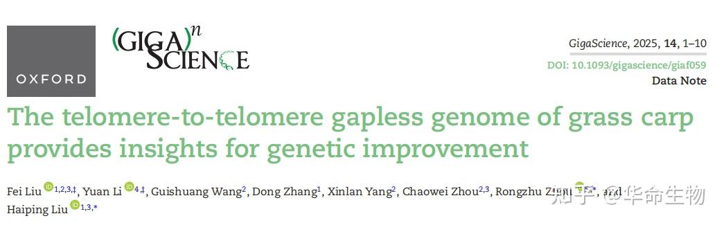 GigaScience项目文章丨首个草鱼T2T基因组发布 - 知乎