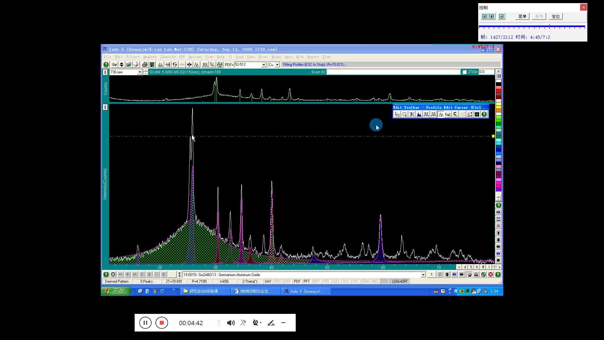 关于利用MDI Jade拟合寻找或计算结晶度，相关方法，其是对黄继武老先生以前视频的整理，仅供参考。 - 知乎