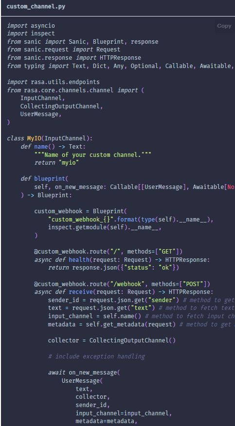 Rasa课程、Rasa培训、Rasa面试系列之： Rasa Version 3.x Channel Custom Connectors - 知乎