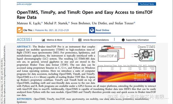 内含软件链接 | OpenTIMS、TimsPy和TimsR--更开放简单地访问timsTOF原始数据工具 - 知乎