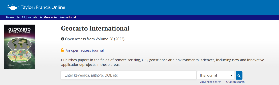 刊·见 | 遥感SCI期刊，Geocarto International带您俯瞰地球 - 知乎
