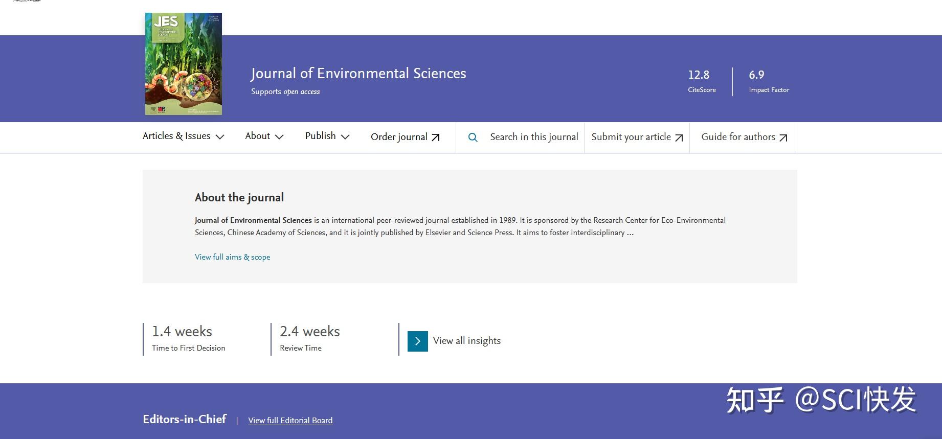 sci快发|JES 环境科学，中科院创刊！国人发文量超70% - 知乎