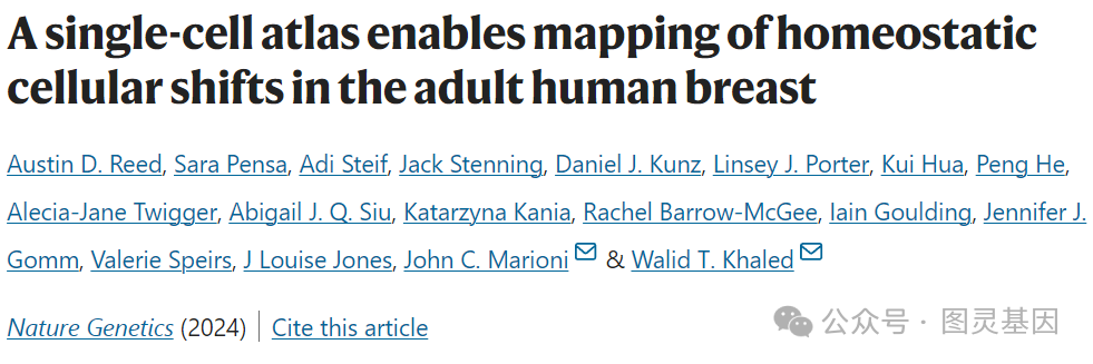 Nat Genetics | 剑桥大学用单细胞图谱解锁乳腺癌预防新靶点 - 知乎
