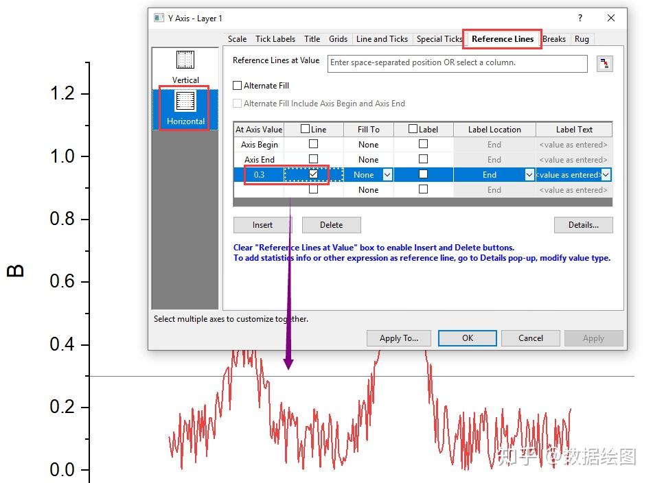 OriginPro：如何在origin中画一条Y=0.3的水平线？方法3：你想要的方法【数据绘图】 - 知乎