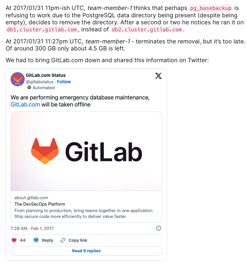 当事人复盘 GitLab 史上最严重的数据库故障 - 知乎