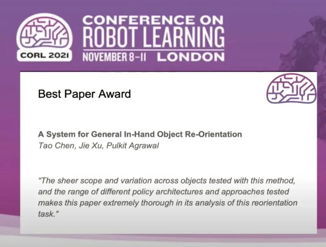 CoRL 2021奖项公布，MIT华人博士生获最佳论文，本科毕业于上交大、清华 - 知乎