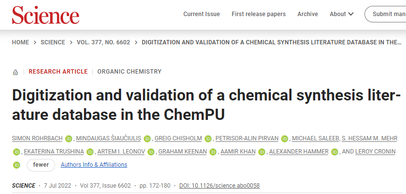 Science | 化学合成自动智能化--ChemPU中化学合成文献数据库的数字化和验证 - 知乎