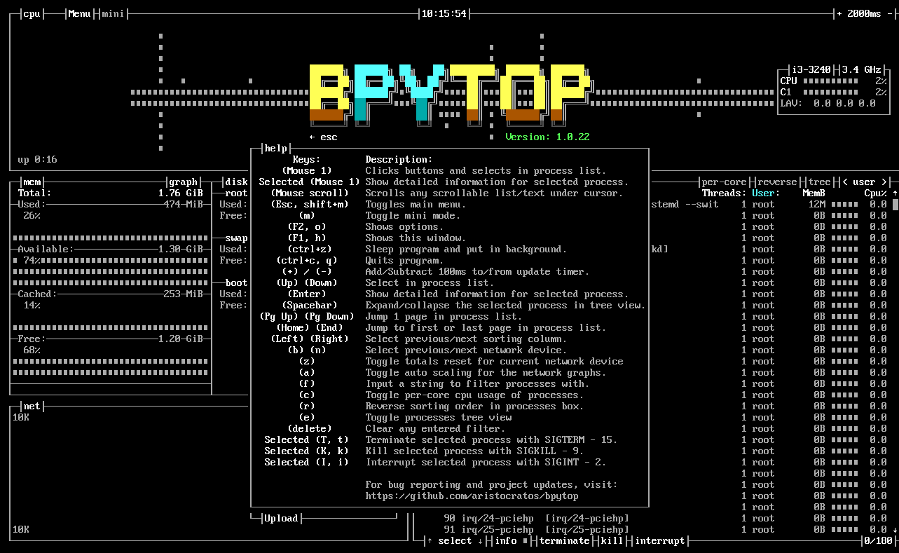 Linux中一个高效的资源监控器 – Bpytop - 知乎