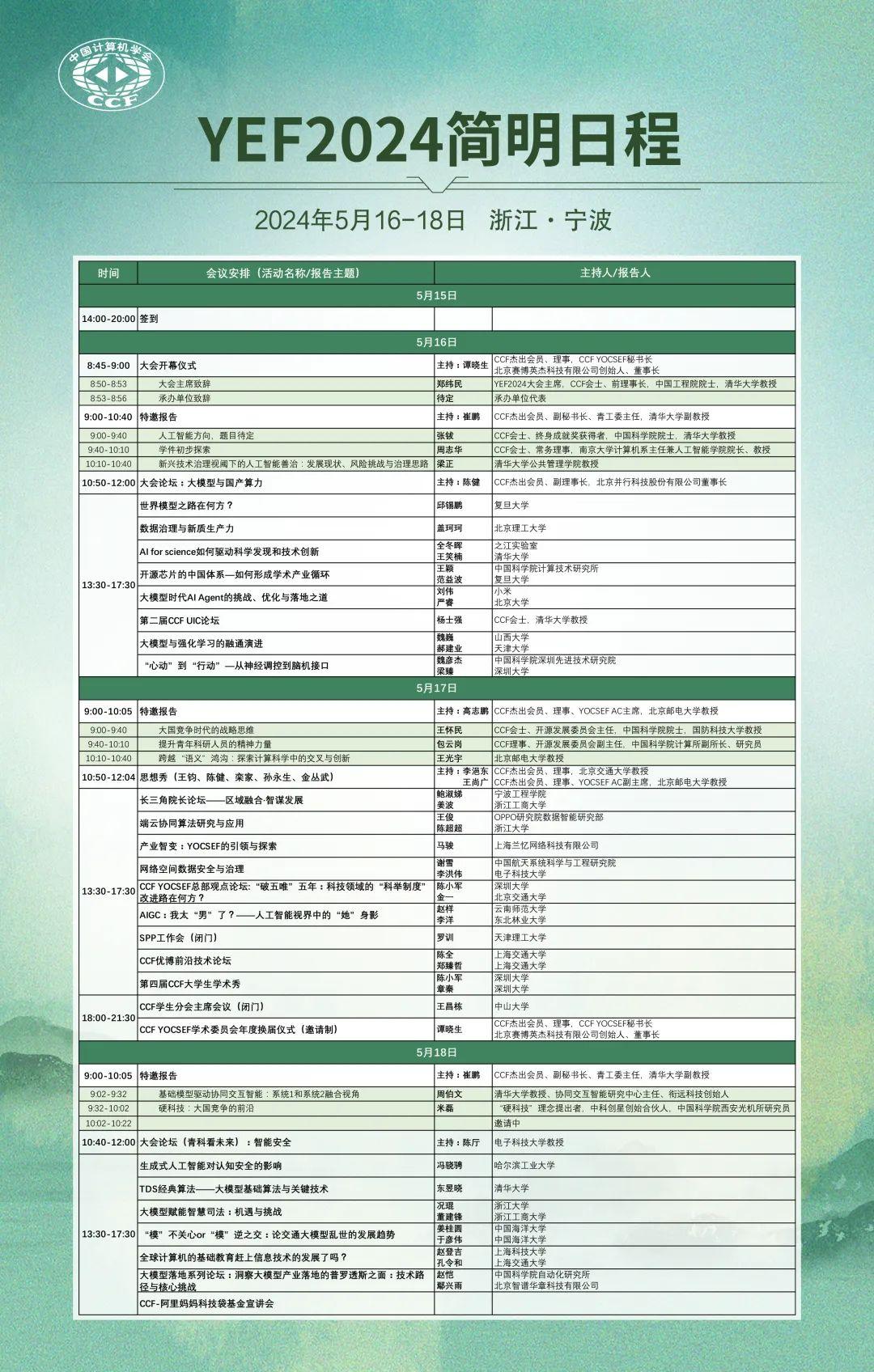 YEF2024日程首公布：智启新局，共探计算机科技前沿 - 知乎