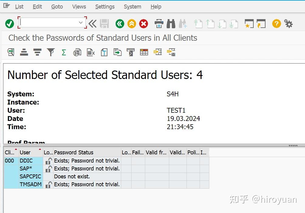 检查SAP用户弱密码RSUSR003 - 知乎