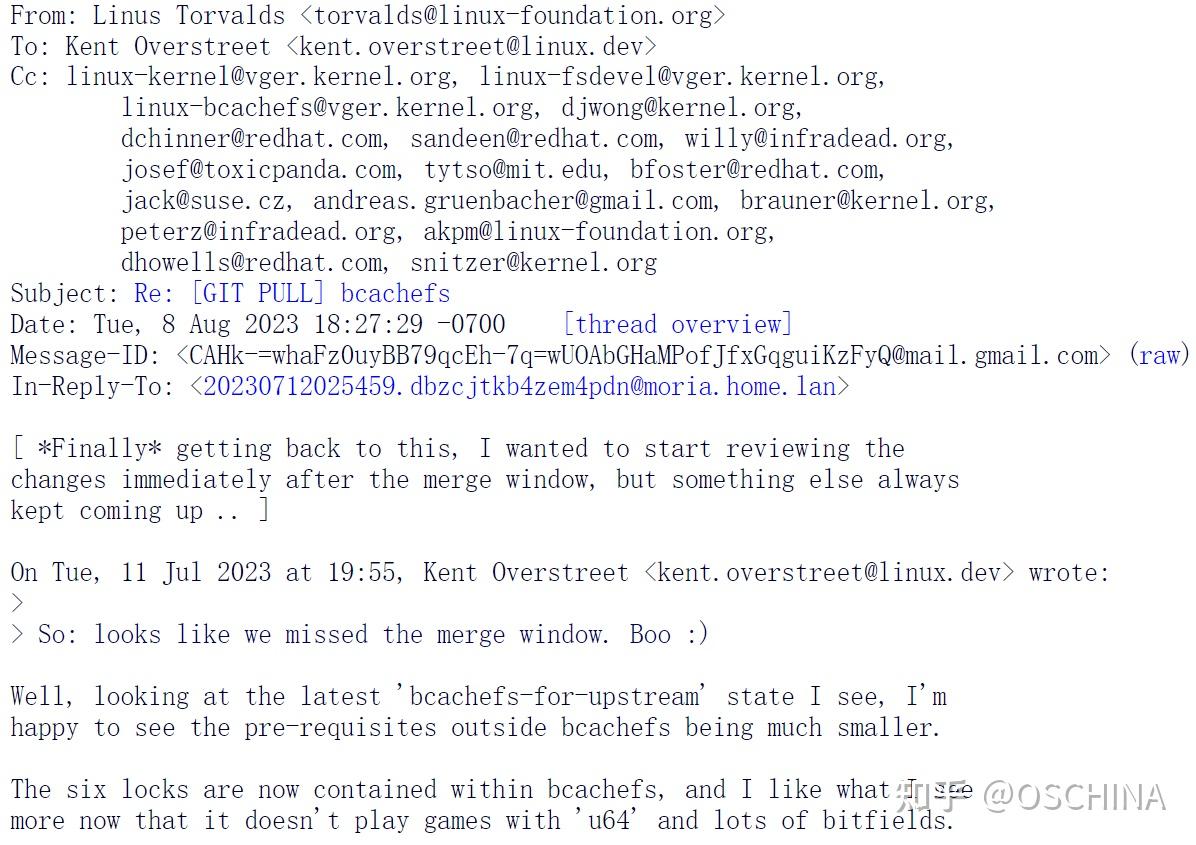 Linus亲自review代码，希望平息关于Bcachefs 文件系统驱动的内斗 - 知乎