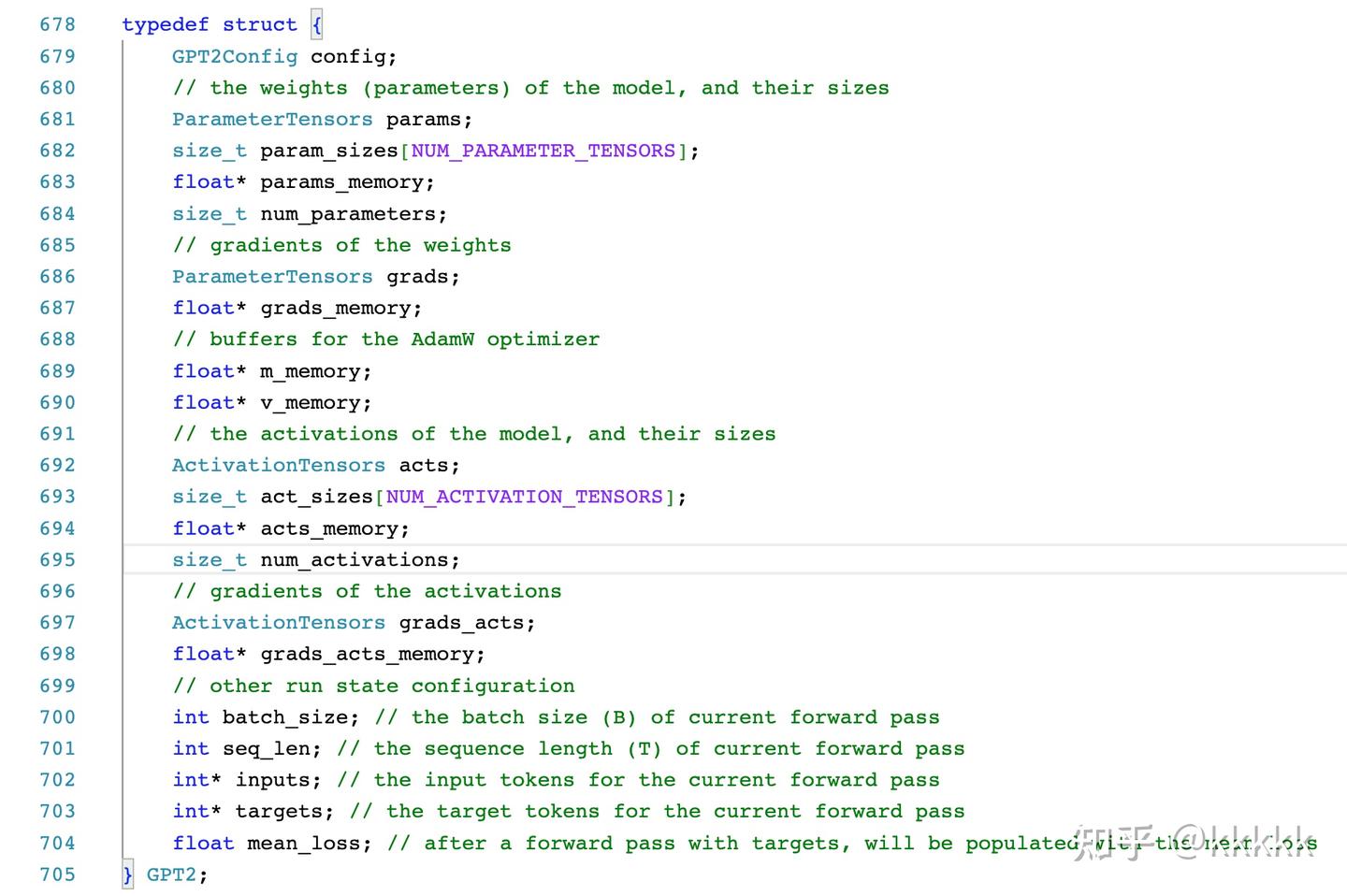 LLM.C代码分析2-train_gpt2.c模型结构与参数加载 - 知乎