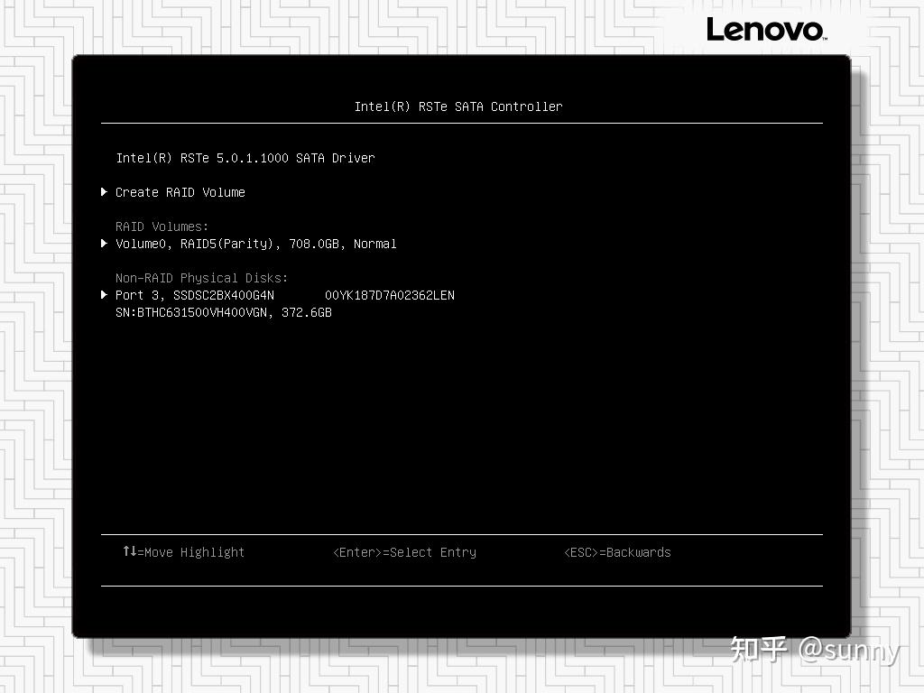 ThinkSystem及System x联想服务器配置板载RSTe SATA RAID阵列的基本操作 （转） - 知乎