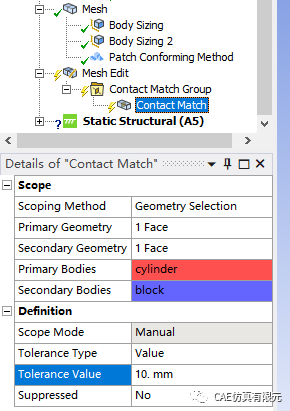 接触尺寸与接触匹配(ANSYS Meshing) - 知乎