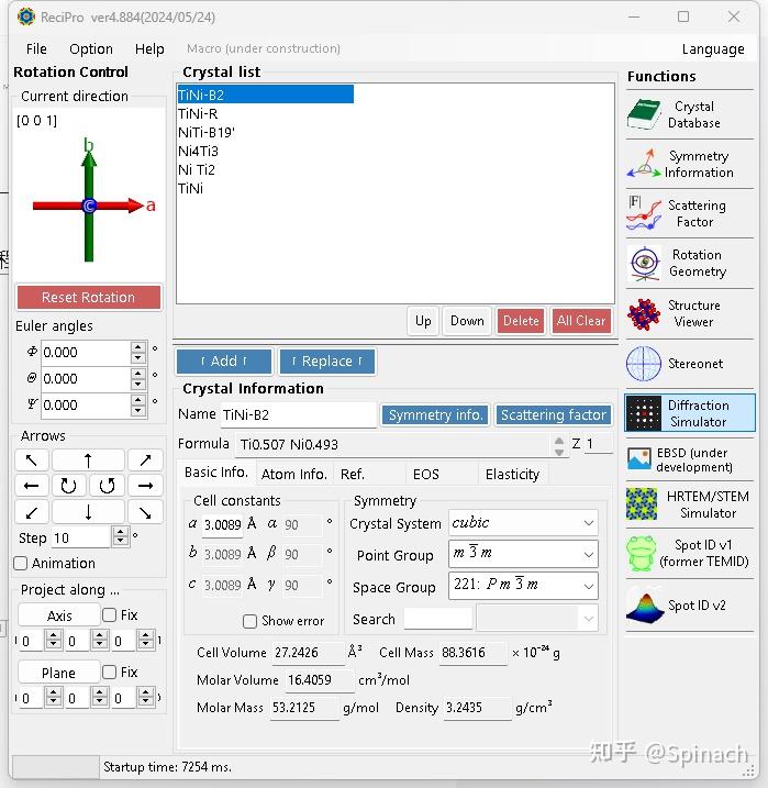 RECIPRO衍射斑点模拟软件 - 知乎