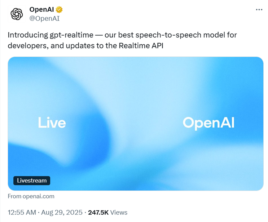OpenAI刚刚发布GPT-Realtime，AI Agent进入超逼真对话时代 - 知乎