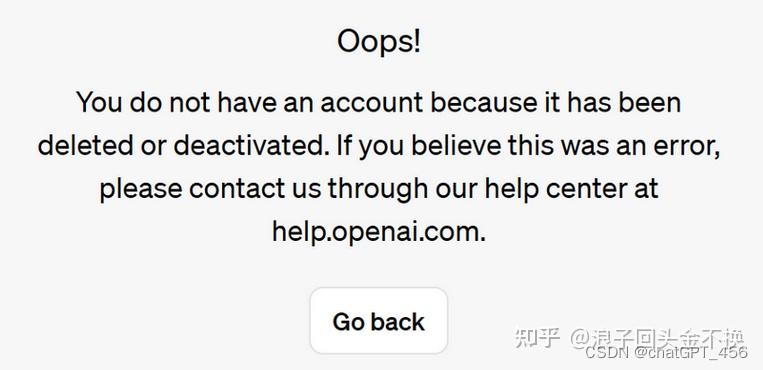 chatGPT提示“You do not have an account because it has been deleted or ...