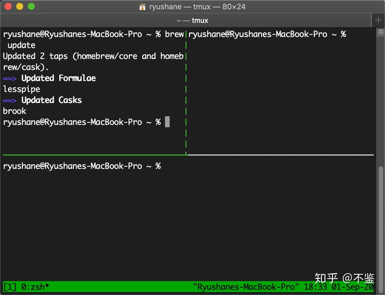 macOS Tmux安装及配置（复制粘贴，保存工作区） - 知乎