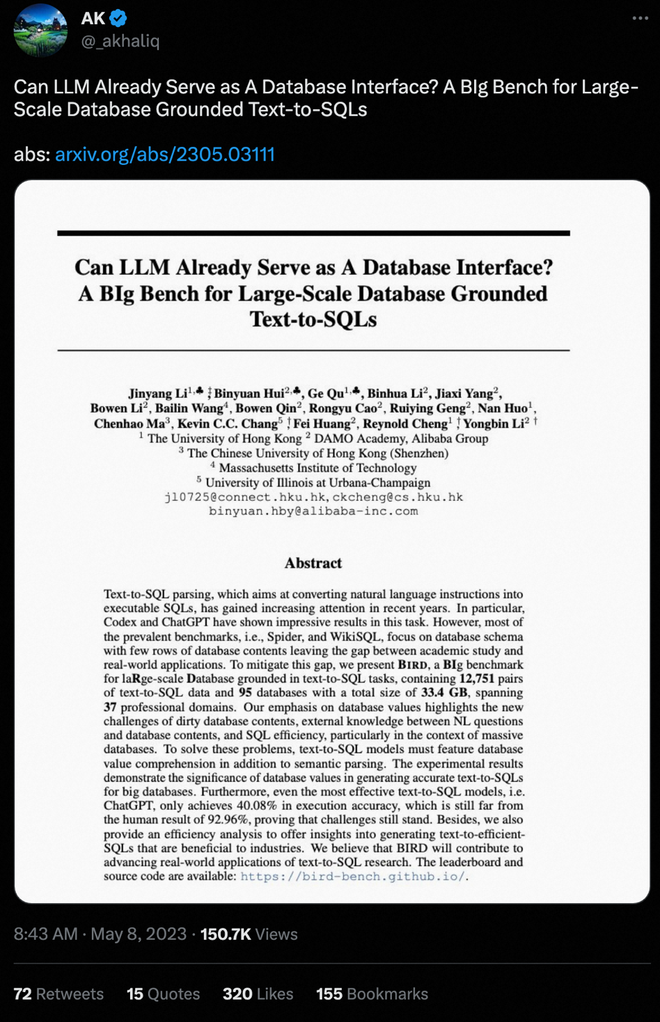 当LLM遇到Database：阿里达摩院联合HKU推出Text-to-SQL新基准 - 知乎